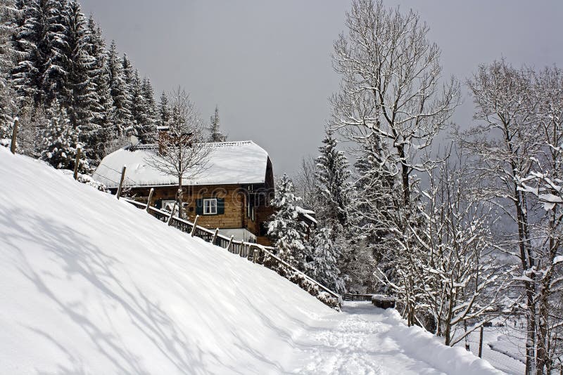 Snow cabin stock image. Image of nature, alpine, restful - 13094579