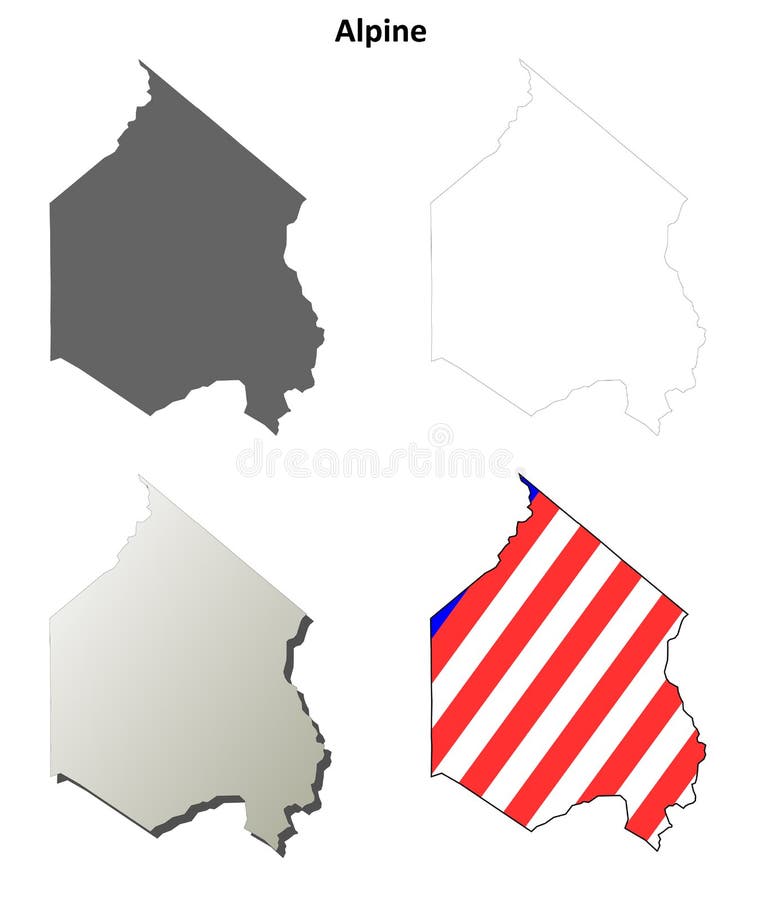 Alpine County, California Outline Map Set Stock Vector - Illustration ...