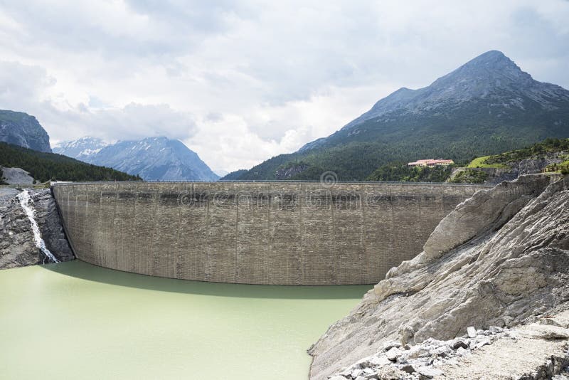 Alpine dam stock photo. Image of landscape, high, mountains - 73828408