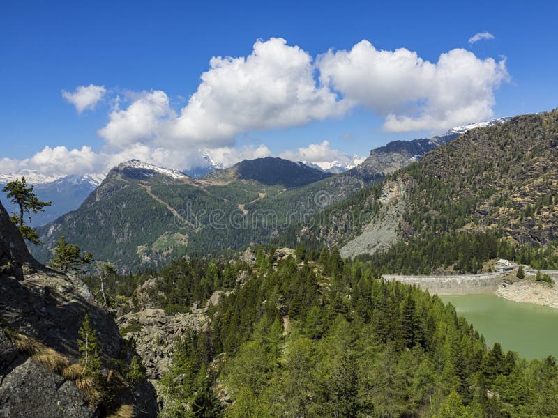 Alpine dam stock image. Image of panoramic, beautiful - 93673307