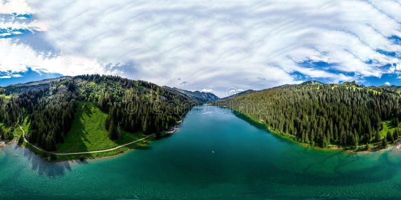 Alpine 360-degree Panoramic View from Drone Stock Image - Image of ...