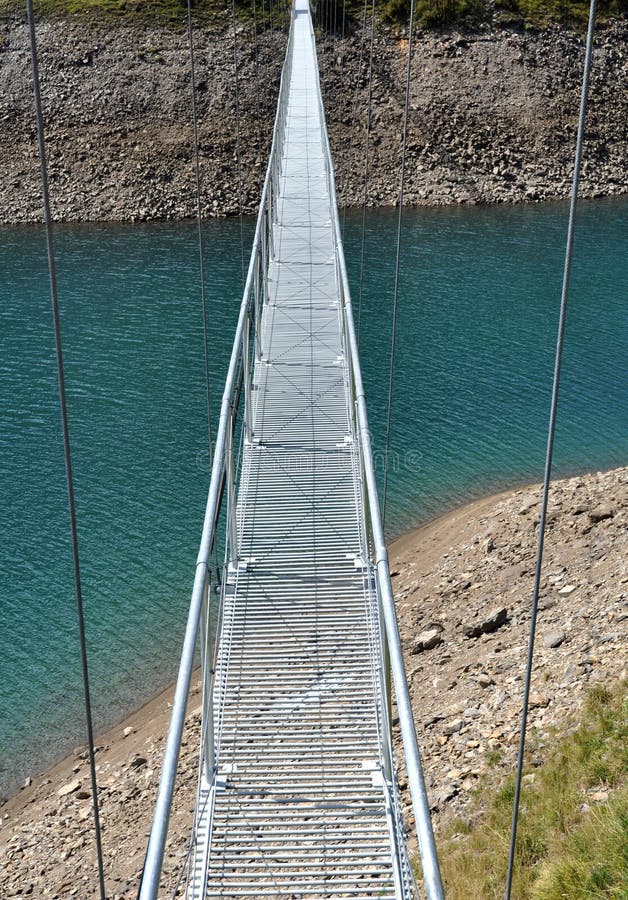 Alpine Footbridge Over Lake Stock Image - Image of foot, engineering ...