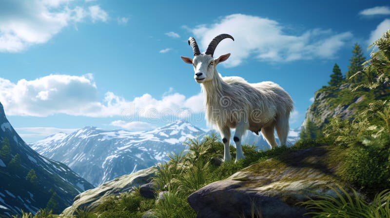 Alpine Goat, Easily Cope with Steep Slopes of Mountain Peaks Stock ...