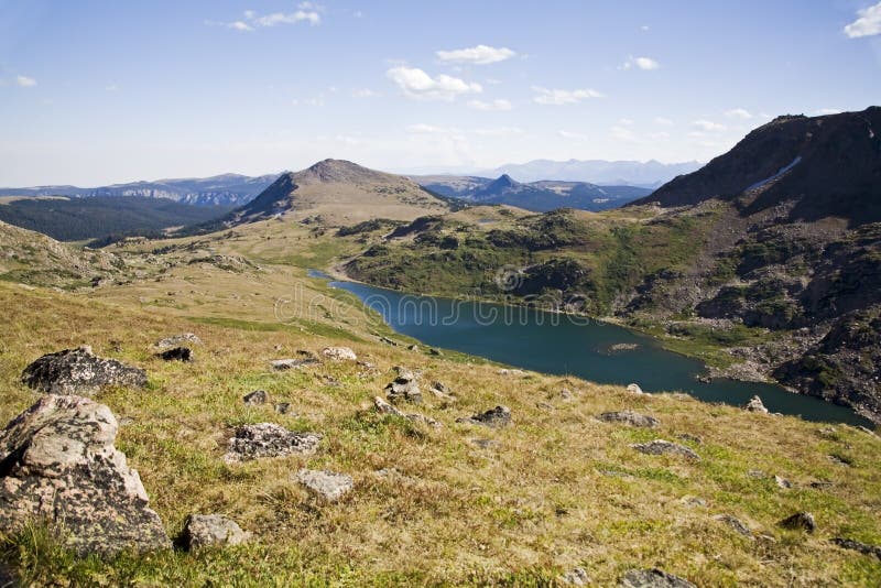 Alpine high lake stock photo. Image of hole, lichen, hiking - 13080912