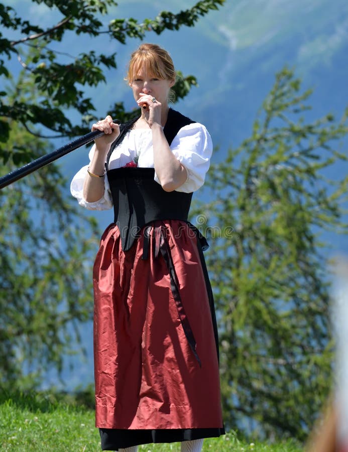 Alpine Horn Festival editorial image. Image of nendaz - 26884200