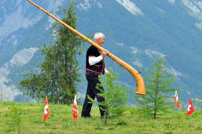 Alpine Horns editorial stock photo. Image of elderly - 15302938