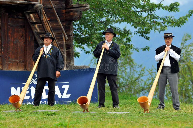 Alpine Horns editorial photo. Image of swiss, uniform - 15303326