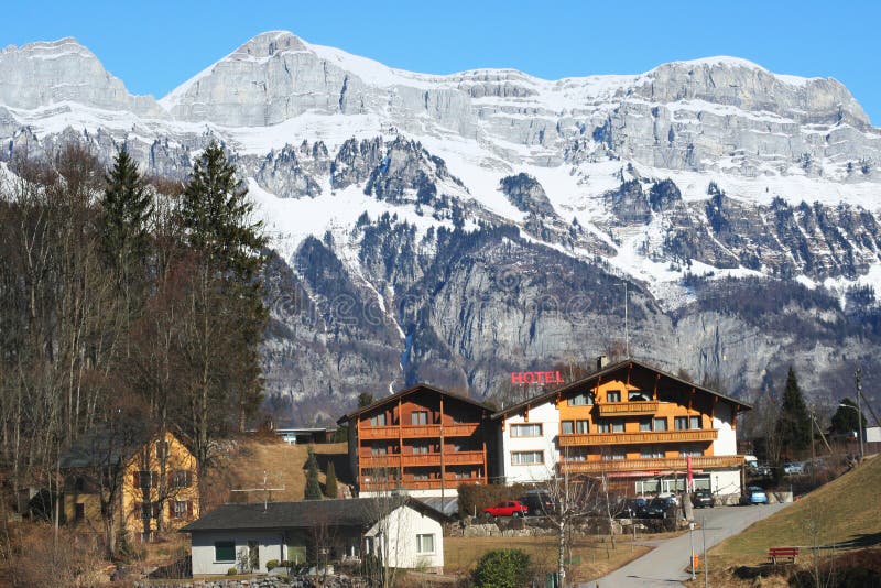 Alpine hotel stock image. Image of hill, alpines, farm - 4267619