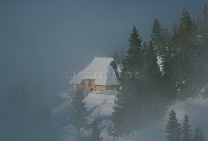Alpine hut stock photo. Image of snow, hike, hill, pine - 7548792