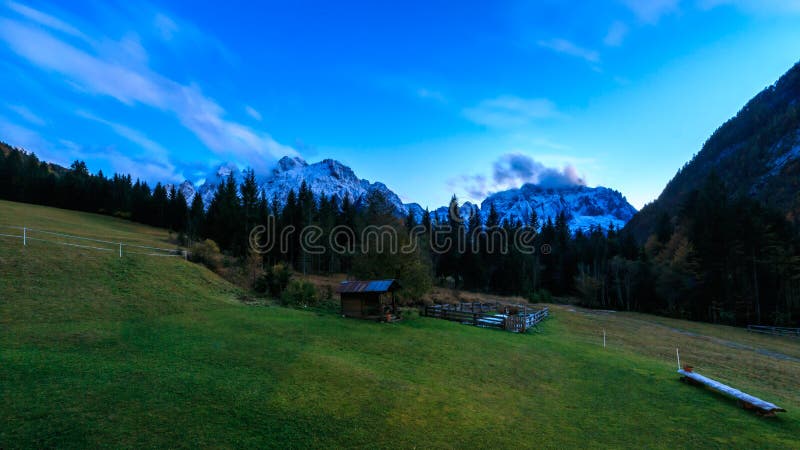 Autumn Sunset in the Alpine Valley Stock Image - Image of plant ...