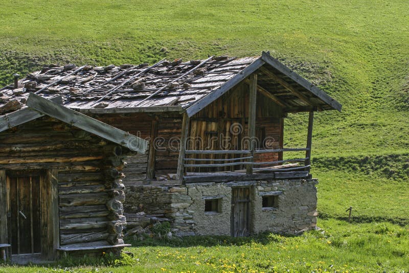 Alpine huts in South Tyrol stock photo. Image of haystack - 85818056