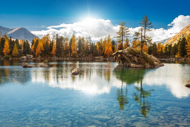 Alpine Lake in Autumn - Val Di Campo CH Stock Photo - Image of high ...
