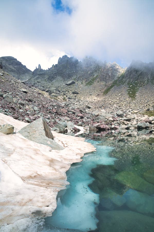Alpine Lake with Last Late Spring Ice Stock Image - Image of pollution ...