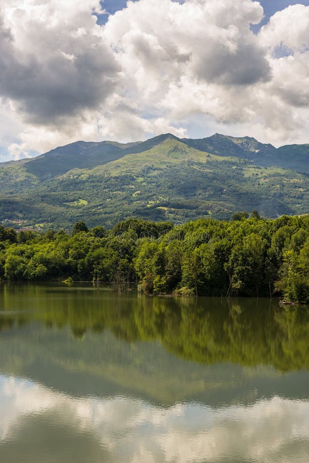 Alpine lake stock image. Image of hill, italy, alps, idyllic - 42418073