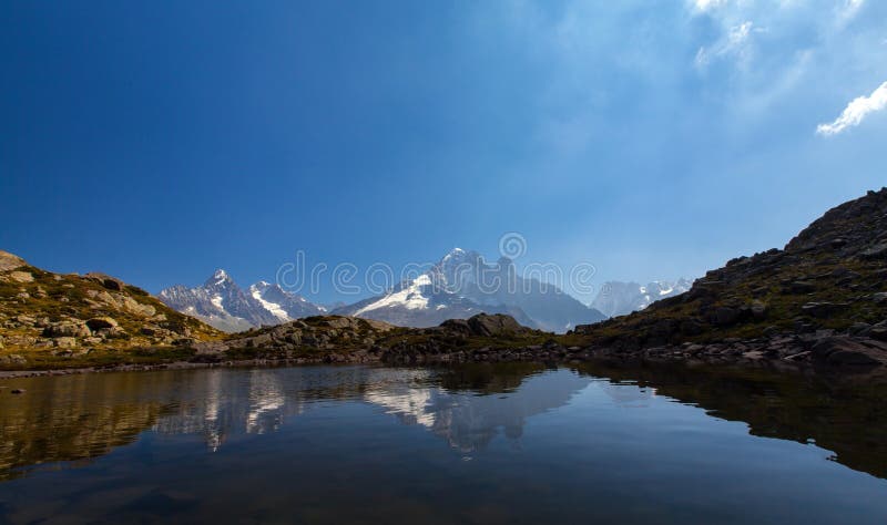 Alpine Lake Reflection in the French Alps Stock Image - Image of ...