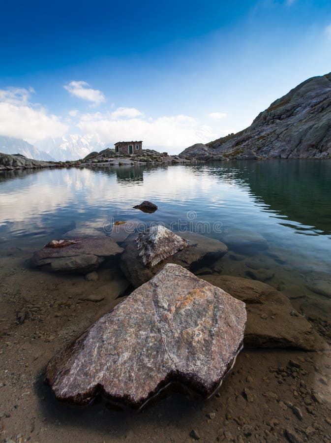 Alpine Lake Reflection in the French Alps Stock Photo - Image of alpine ...