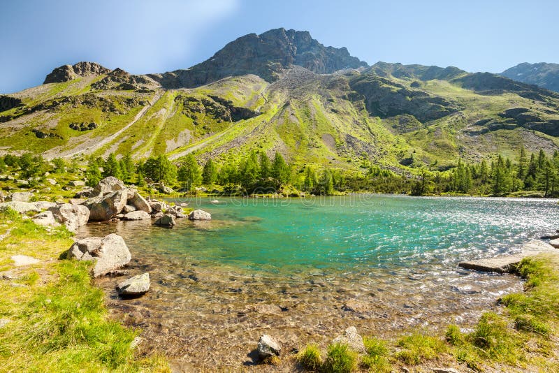 Alpine lake stock photo. Image of lake, grosina, green - 175724820