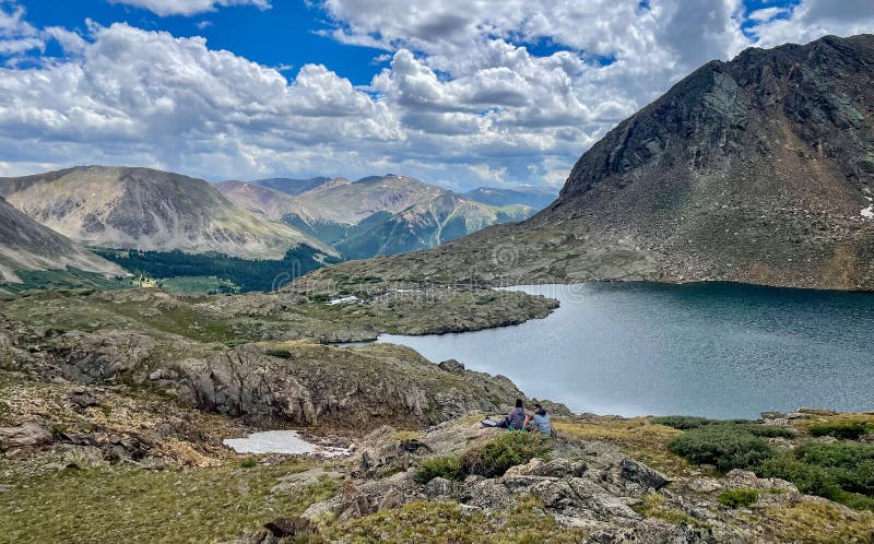 Alpine Lake with View of Many Mountains and Cloud Cover Stock Image ...
