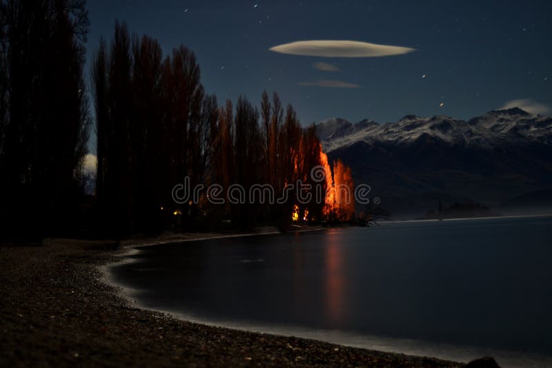 Alpine Lake view at Night stock photo. Image of nature - 183592676