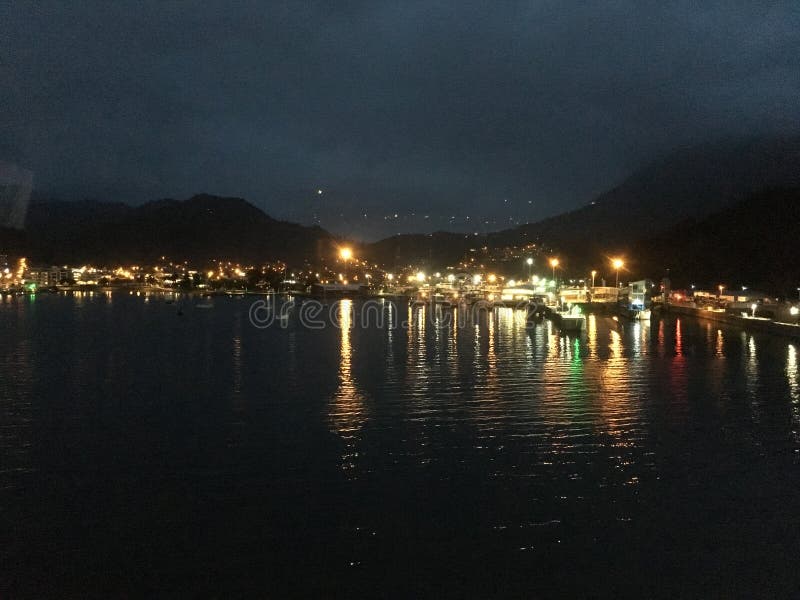 Alpine Lake view at Night stock photo. Image of misty - 183593222