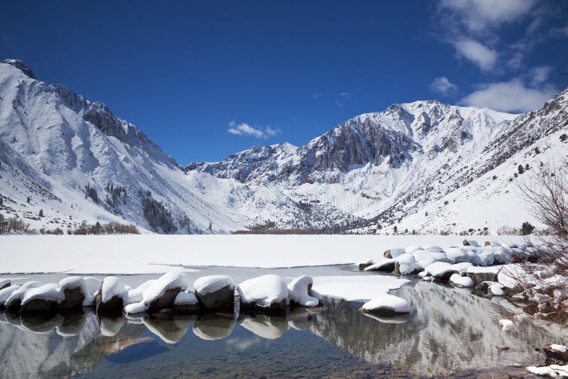 Alpine lake in the winter stock photo. Image of nevada - 19683350