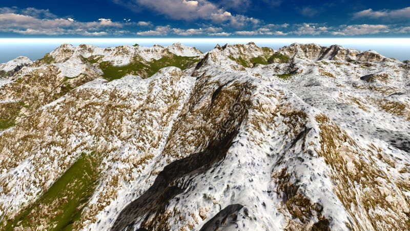 Alpine Landscape in the Alps 3d Rendering Stock Illustration ...
