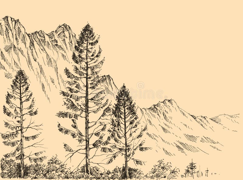 Alpine landscape stock vector. Illustration of mountainous - 7921909