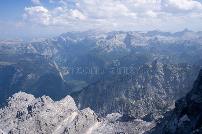 Alpine Landscape with Mountain Ranges and Lakes Viewed from High ...