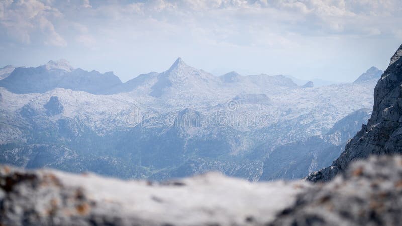 Alpine Landscape with Mountain Ranges Viewed from High Mountain Summit ...