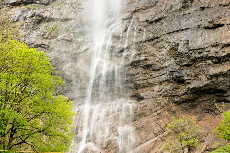 Alpine Landscape with a Waterfall Stock Image - Image of austria ...