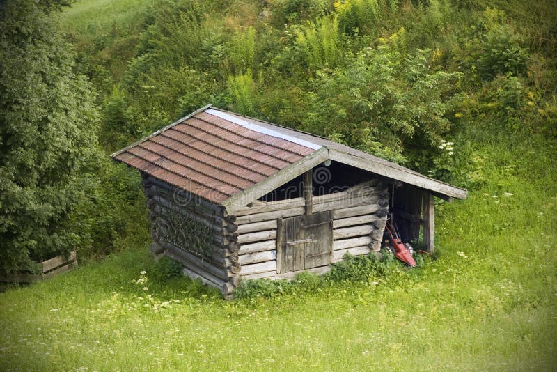 Alpine log cabin stock image. Image of alps, nature, bavaria - 11812253