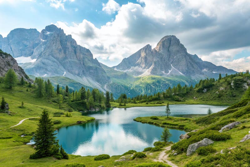 Alpine Majesty: Stunning Peaks, Lakes, and Tranquility Stock ...