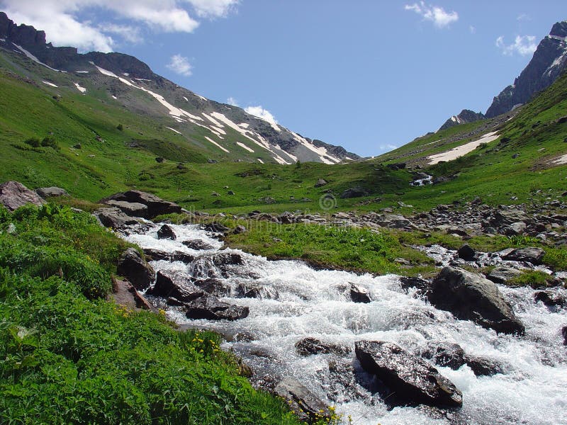 The alpine meadow stock image. Image of mountain, stream - 13986271