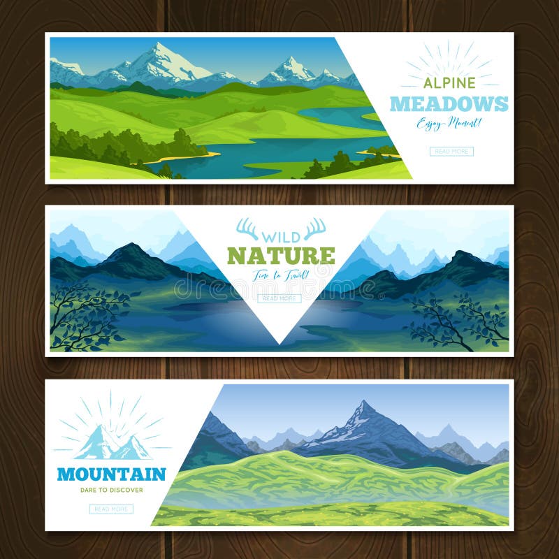 Alpine Meadows Banners Set stock vector. Illustration of fresh - 89216747