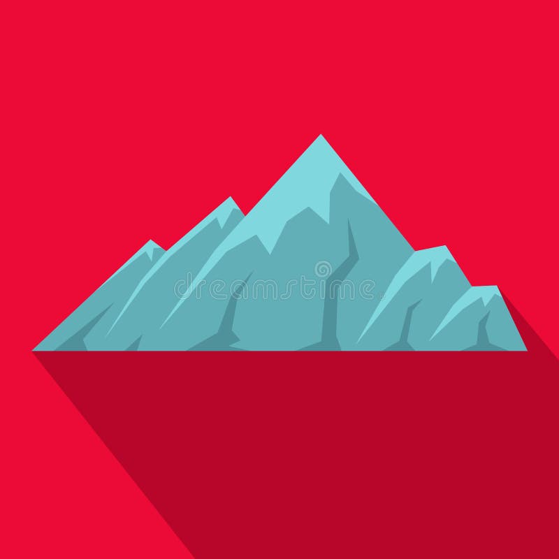 Alpine Mountain Icon, Flat Style. Stock Vector - Illustration of rocky ...