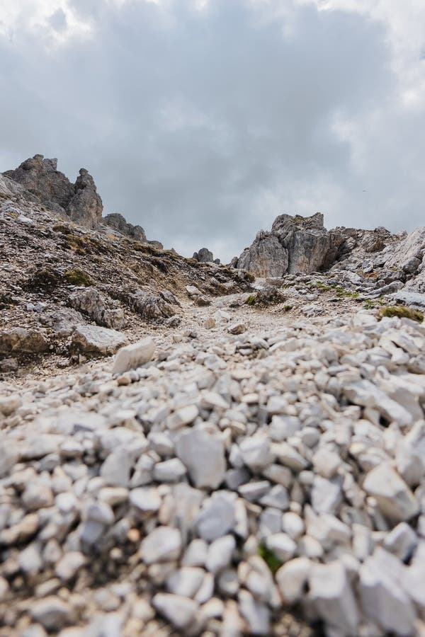 Alpine Mountain Trail Viewed from the Ground Level Stock Image - Image ...