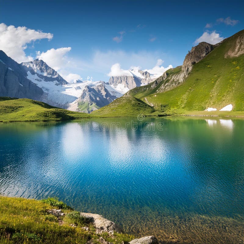 Alpine Natural Landscape, AI Generated Stock Illustration ...