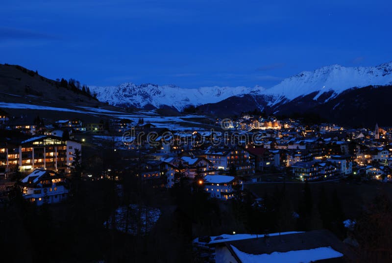 Alpine night city stock photo. Image of lights, winter - 38230246