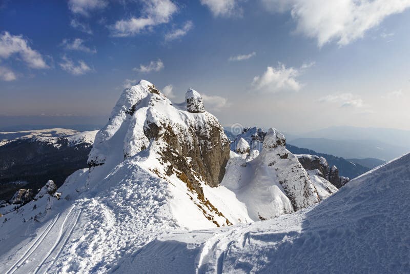 Alpine Panorama with Snow Covered Cliffs Stock Image - Image of pass ...