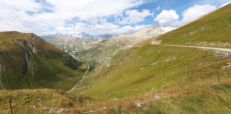 Alpine Pass the Grimslepass Stock Image - Image of mountains, house ...