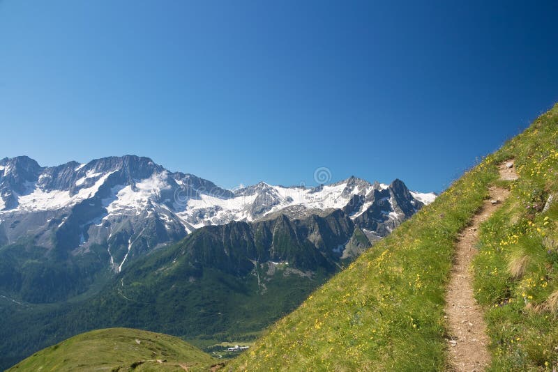 Walking Path into the Swiss Alps Stock Image - Image of hills, footpath ...