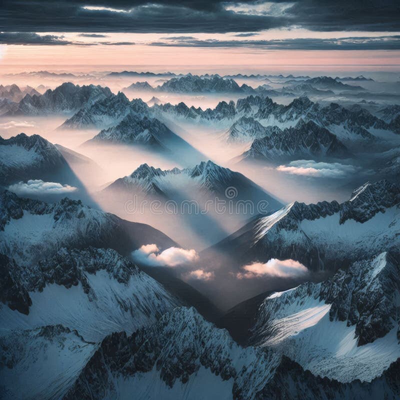 Alpine Ridge Above the Clouds Stock Illustration - Illustration of ...