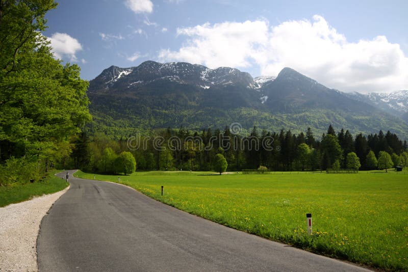 Alpine road stock photo. Image of sunny, romantic, green - 35350806