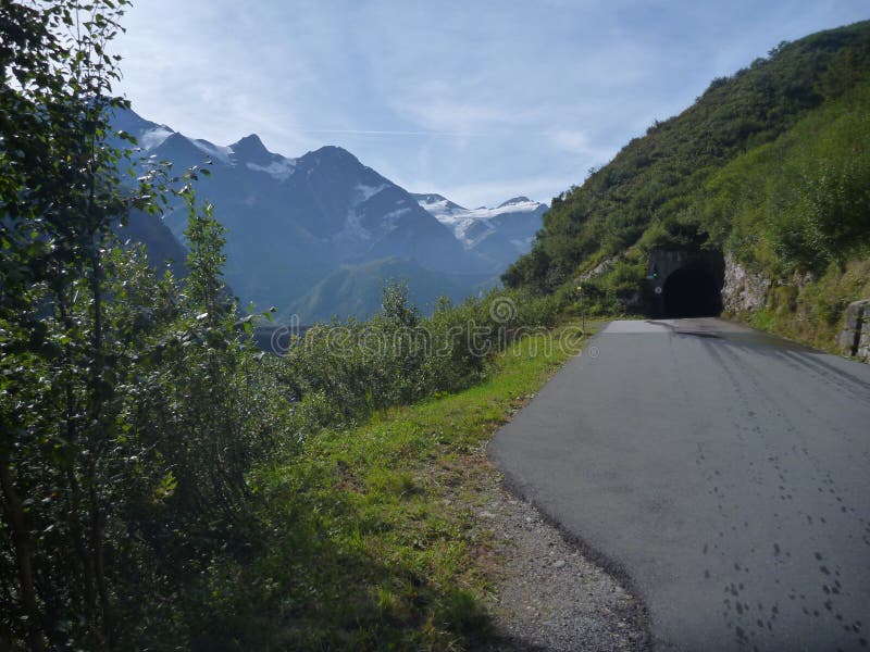 Alpine Road with a Mountain Panorama Stock Image - Image of mountains ...
