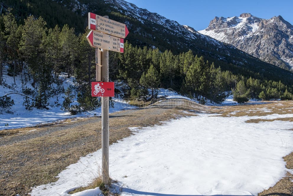 Alpine road signs stock image. Image of alps, lombardy - 46065473