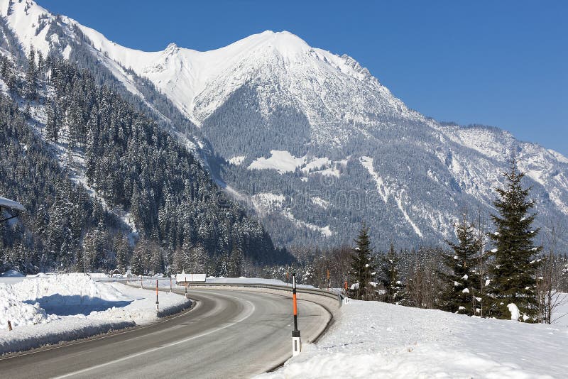 Alpine Road in Winter Scenery Stock Photo - Image of adventure, nature ...
