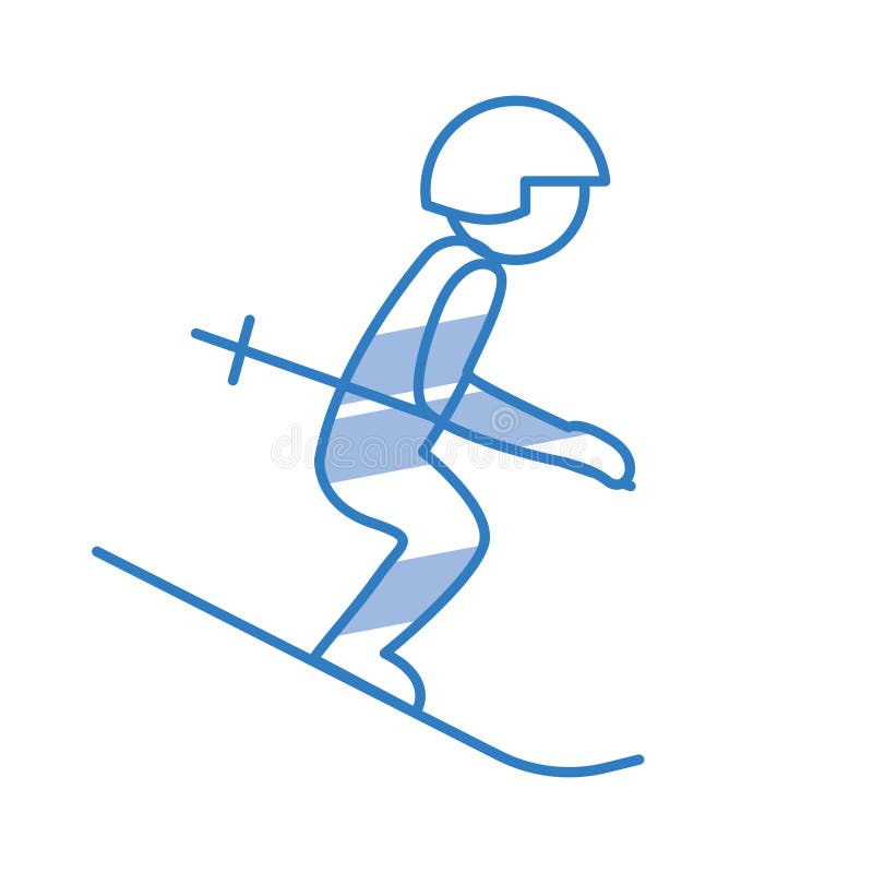 Alpine Skier Downhill Icon. Vector Stock Vector - Illustration of ...