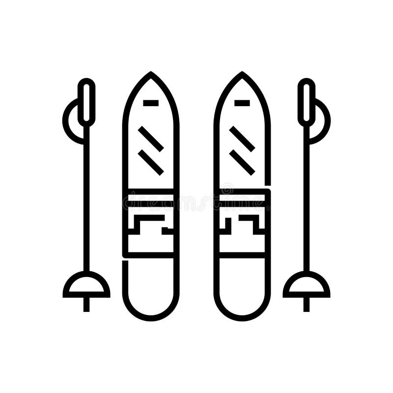 Alpine Skiing Line Icon, Concept Sign, Outline Vector Illustration ...