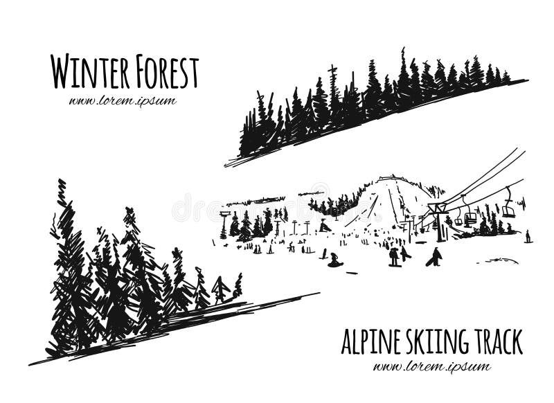 Alpine Skiing Track, Sketch for Your Design Stock Vector - Illustration ...