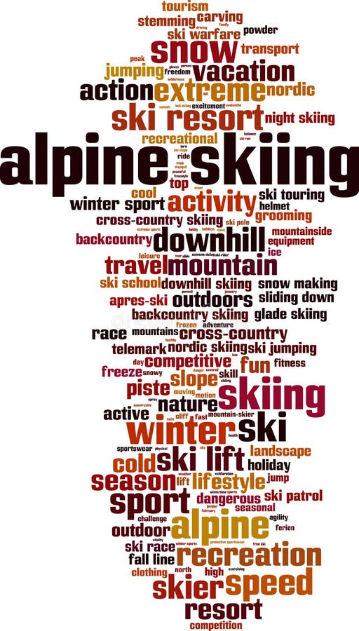 Alpine skiing word cloud stock vector. Illustration of carving - 234953436